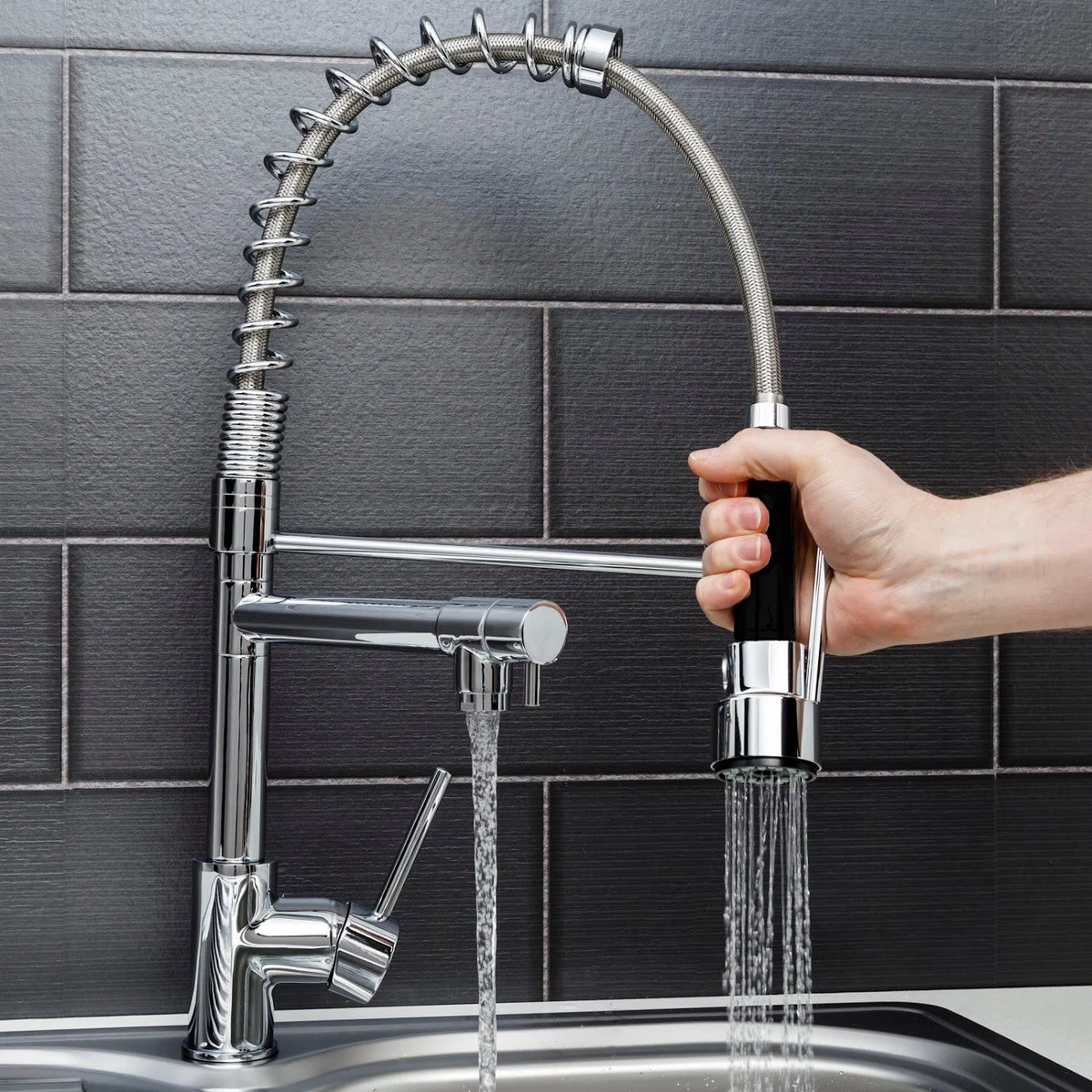Single Lever Kitchen Tap With Pull Out Spray - Home Alqu