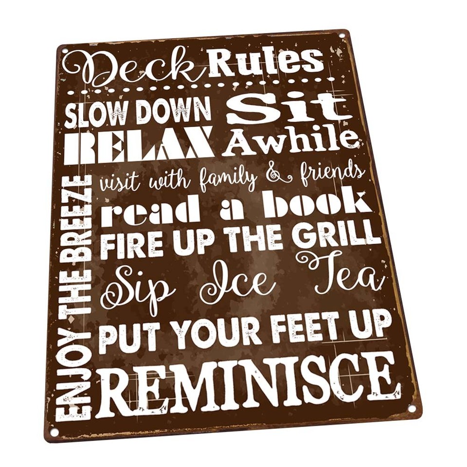 Deck Rules Metal Sign; Wall Decor for Porch, Patio, or Deck | eBay