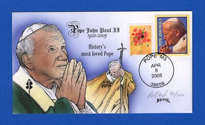 The Passing of Pope John Paul ll Hand Painted Bevil Cachet Main Lot 200 ...