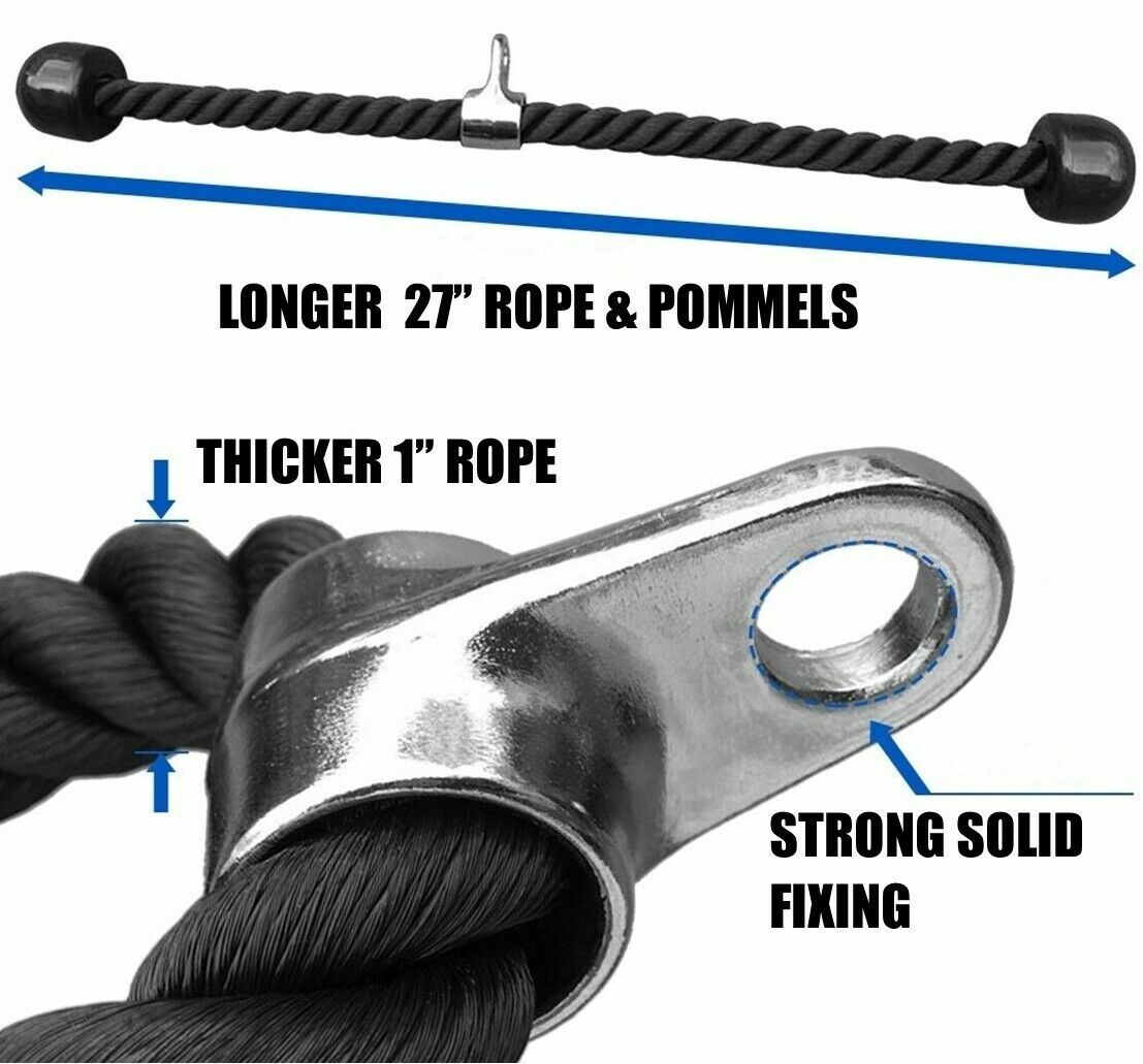 Bicep Tricep Ropes Pull Down Rope Cable Attachment Handle Multigym ...