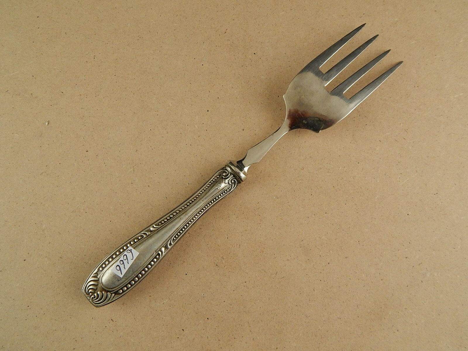 ANTICA LIBERTY FORCHETTA DA SERVIZIO MANICO IN LAMINA ARGENTO PUNZONE ...