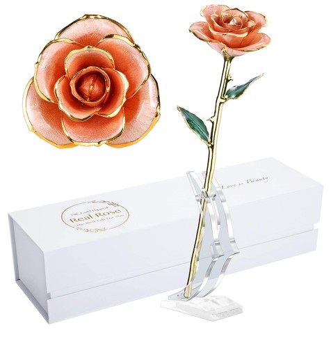 24k Gold Rose Gold Dipped Rose Made From Real Rose Gifts For Her And ...