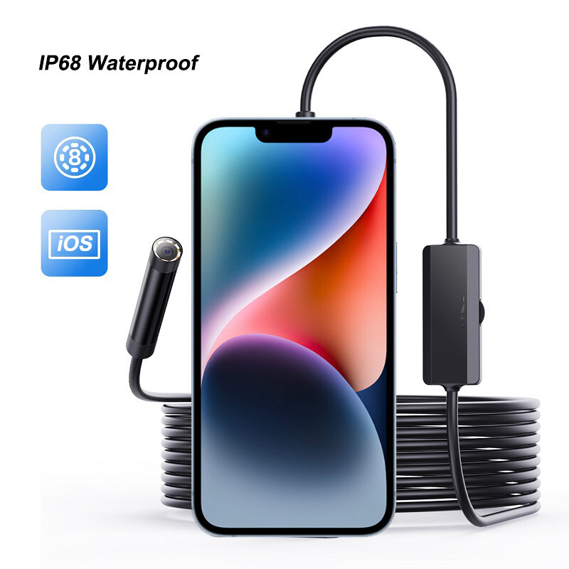 8mm Endoscope Inspection Camera Cord For iPhone 14 13 12 11 Pro Max SE ...