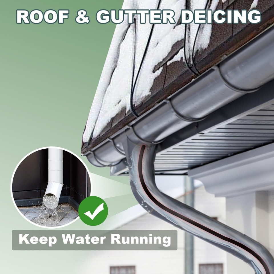 Winter Gutter Heat Cable - Prevents Ice Dams & Frozen Gutters | eBay
