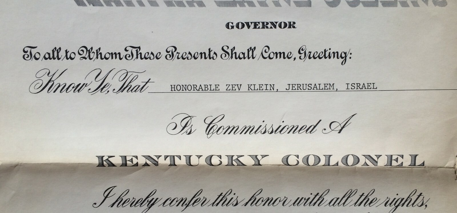 Kentucky Colonel Certificate Signed by Governor Martha Layne Collins ...