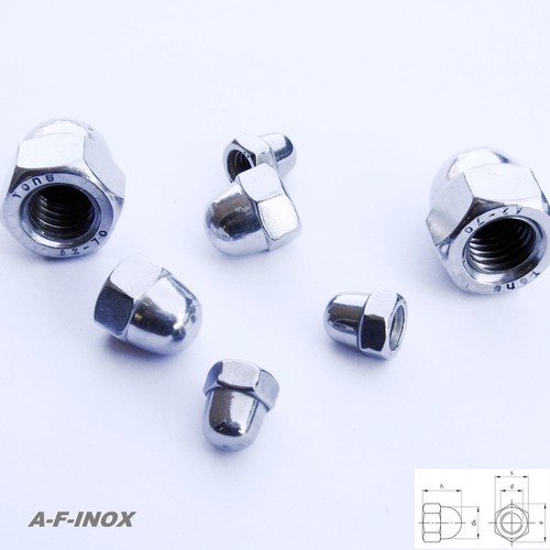 Hutmuttern DIN 1587 Edelstahl VA M3 M4 M5 M6 M8 M10 M12 hohe Form V2A ...