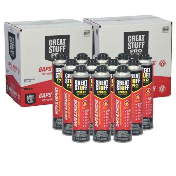 Dow Great Stuff Pro Gaps and Cracks Gun Foam, 24oz - Pack of 12 for ...