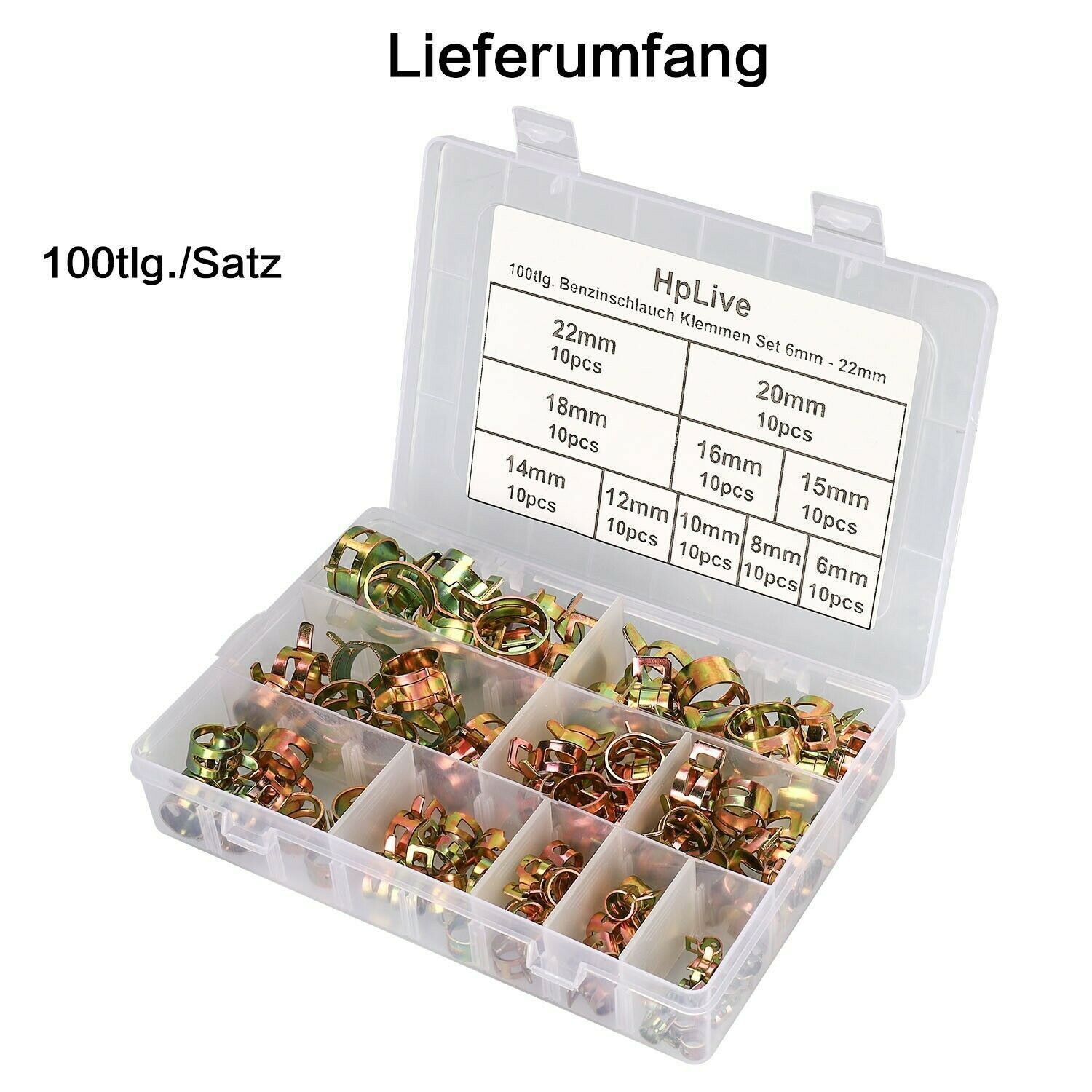 100/115/165 Benzinschlauch klemmen Schellen 6mm - 22mm Schlauchschellen ...