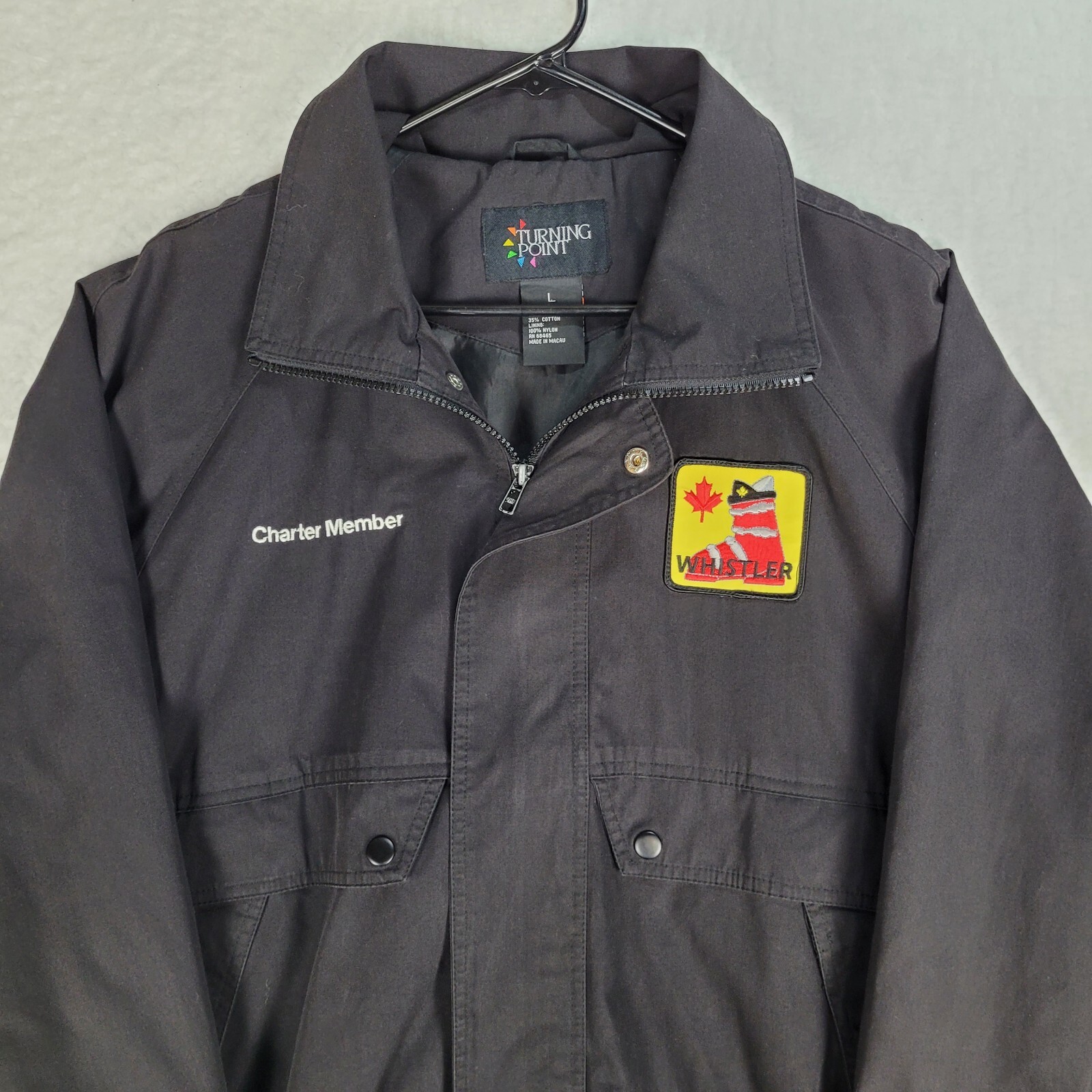 Men's Large Turning Point Black Midweight Jacket Personalized 'Canada ...