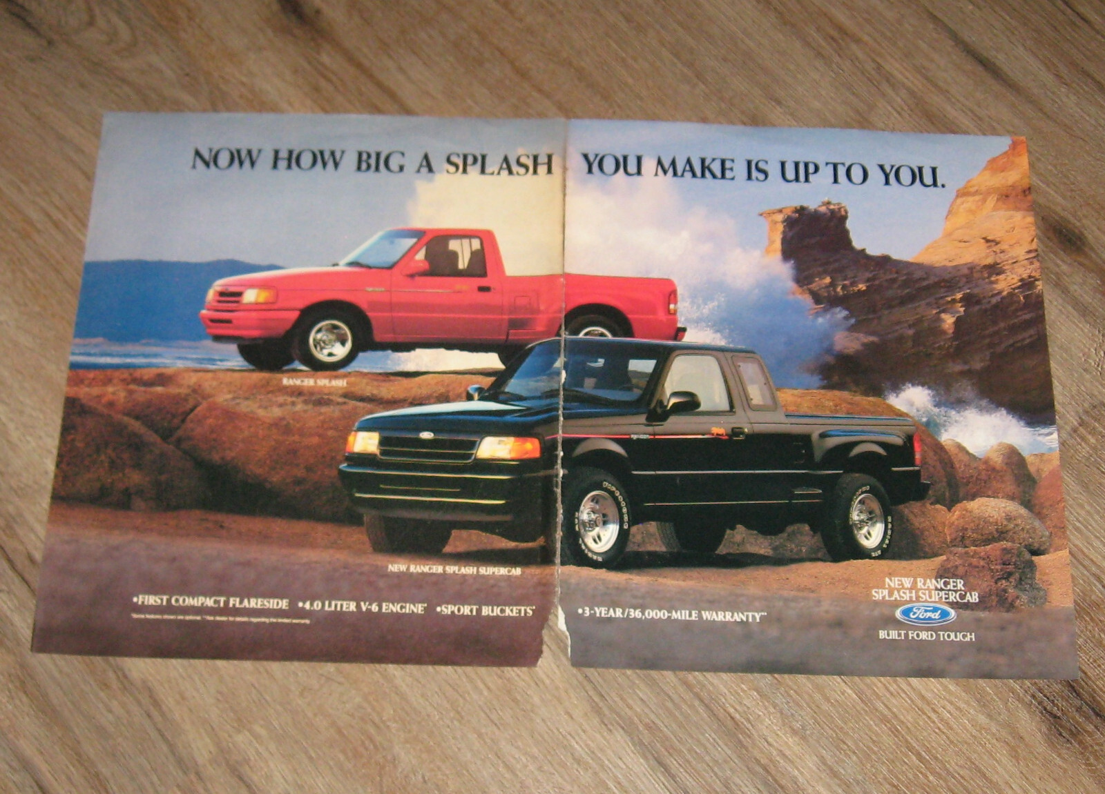 FORD Truck AD 1994 Ranger Splash Supercab TWO magazine pages ...