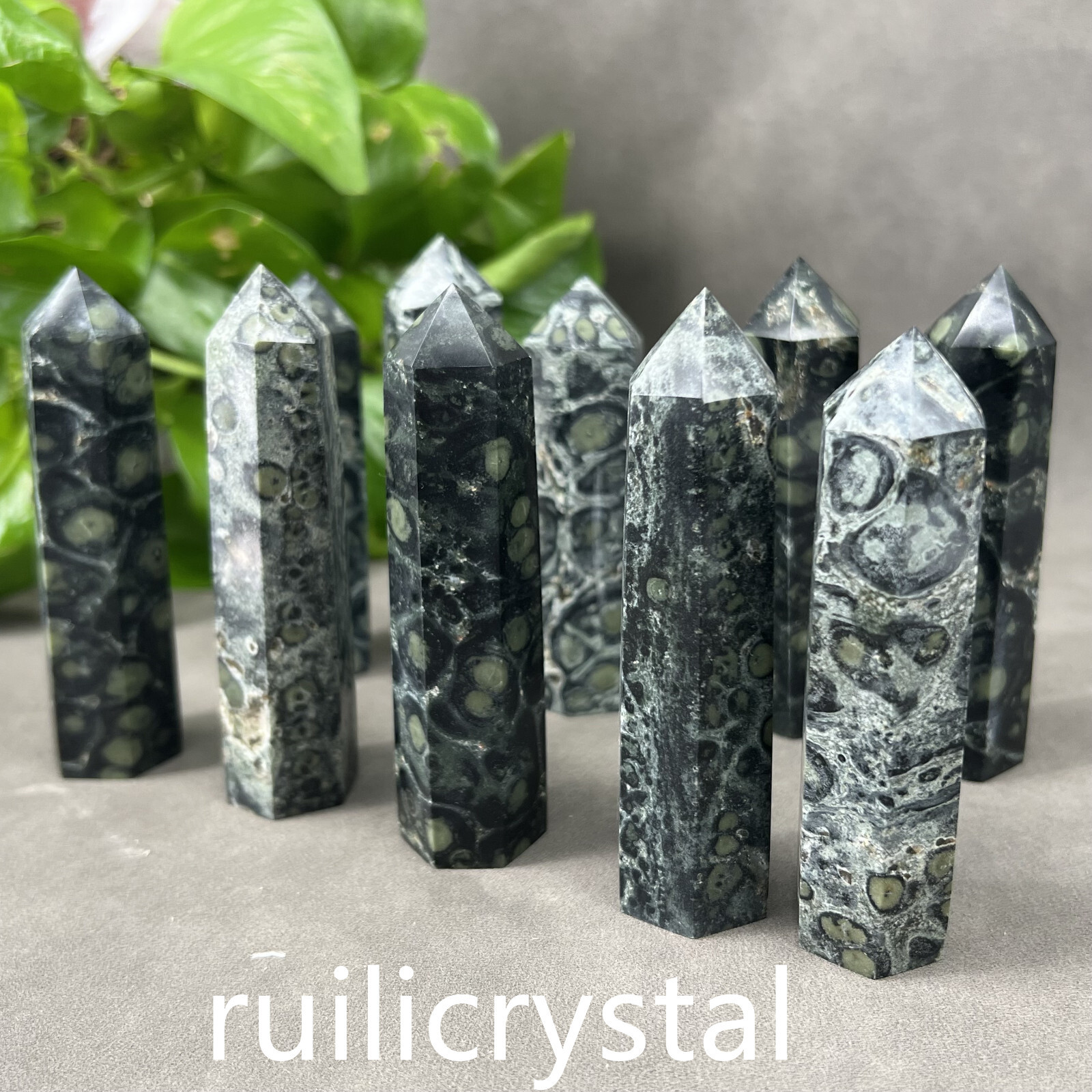 Natural Peacock's eye Obelisk Quartz Crystal Wand Pointy Reiki healing ...