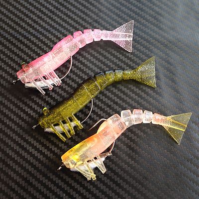 3 Weedless Live Shrimp Prawns Lure Bait Jig heads Fishing Jighead Bream ...