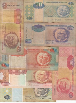 Angola, Set of 7 Different, Old Issue Banknotes, Mixed Condition | eBay