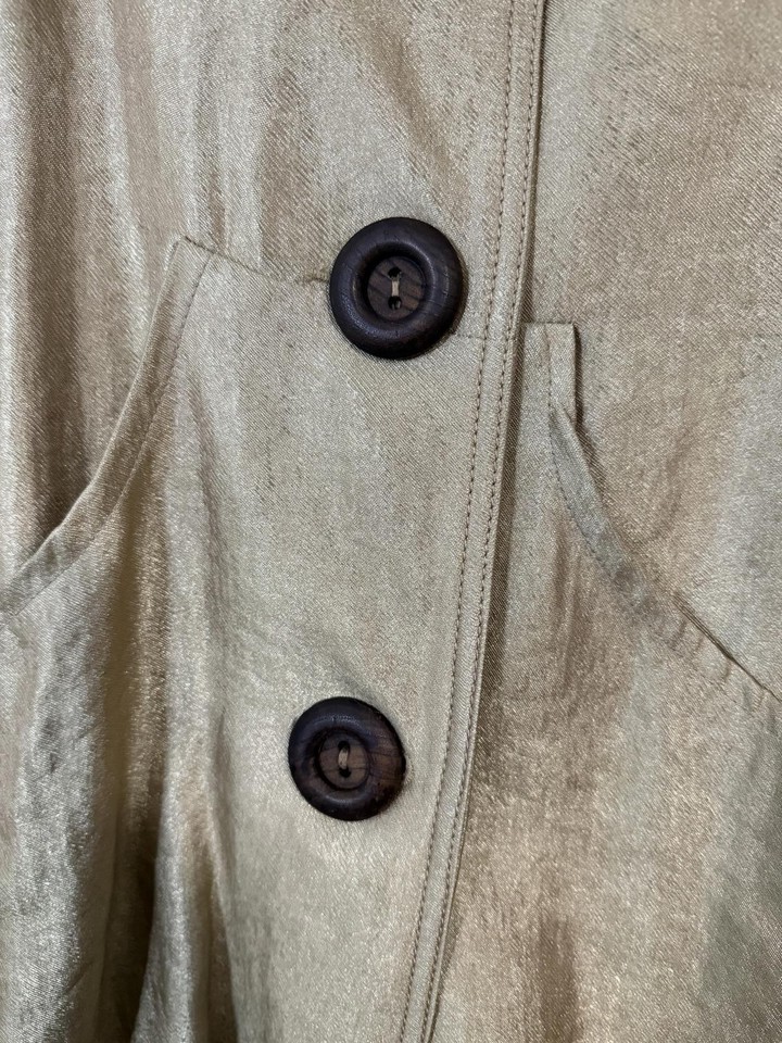 Zoa New York Metallic Gold Jacket Size S Pockets Ruched Sleeves ...