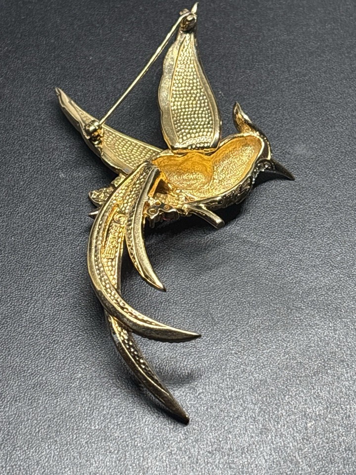 LARGE VINTAGE BOUCHER RHINESTONE BIRD OF PARADISE BROOCH PIN SIGNED ...
