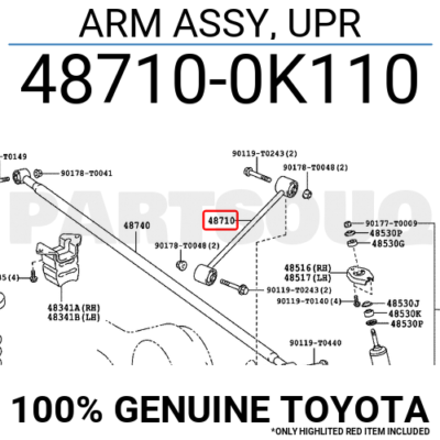 487100K110 Genuine Toyota ARM ASSY, UPR 48710-0K110 | eBay