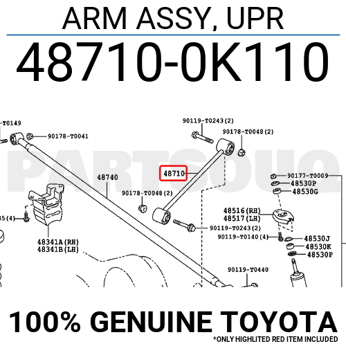 487100K110 Genuine Toyota ARM ASSY, UPR 48710-0K110 | eBay