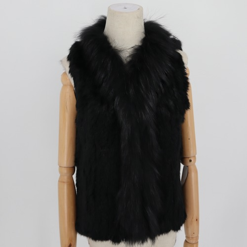 Real Rabbit Fashion Fur Vest High-end Knitted Sleeveless Fur Vests ...