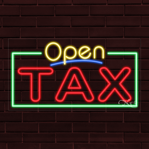 NEW "OPEN TAX" w/BORDER 33x18x1 INCH LED FLEX WINDOW/WALL INDOOR SIGN ...