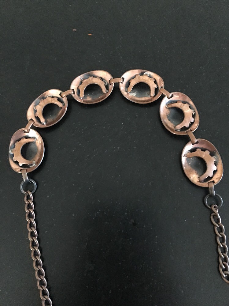 Retro Mid Century Modernist Copper Statement Choker Necklace Chain Link ...
