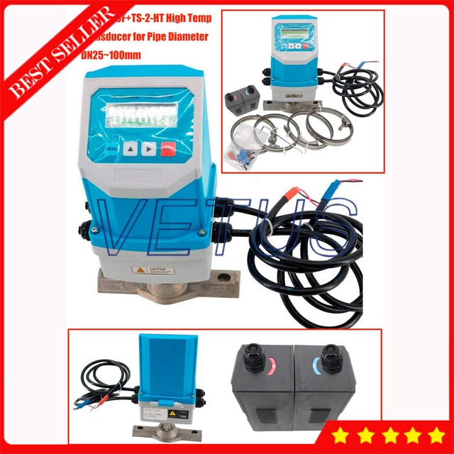 Fixed Ultrasonic Flow Meter Water Flowmeter High Temp Transducer DN25 ...