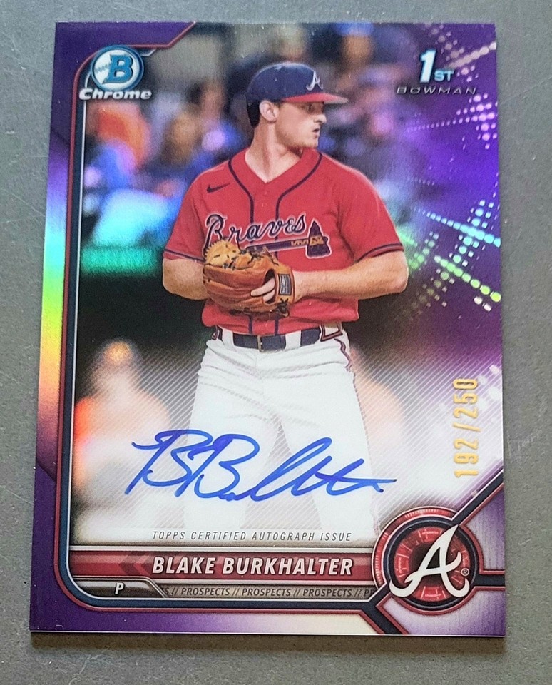 2022 Bowman Draft Chrome Purple Refractor Blake Burkhalter Auto 192/250 ...