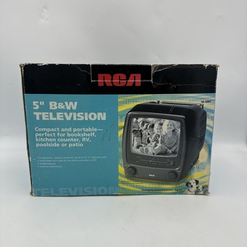 Vintage RCA 5" Portable Black & White CRT TV Television 16-3001 With ...