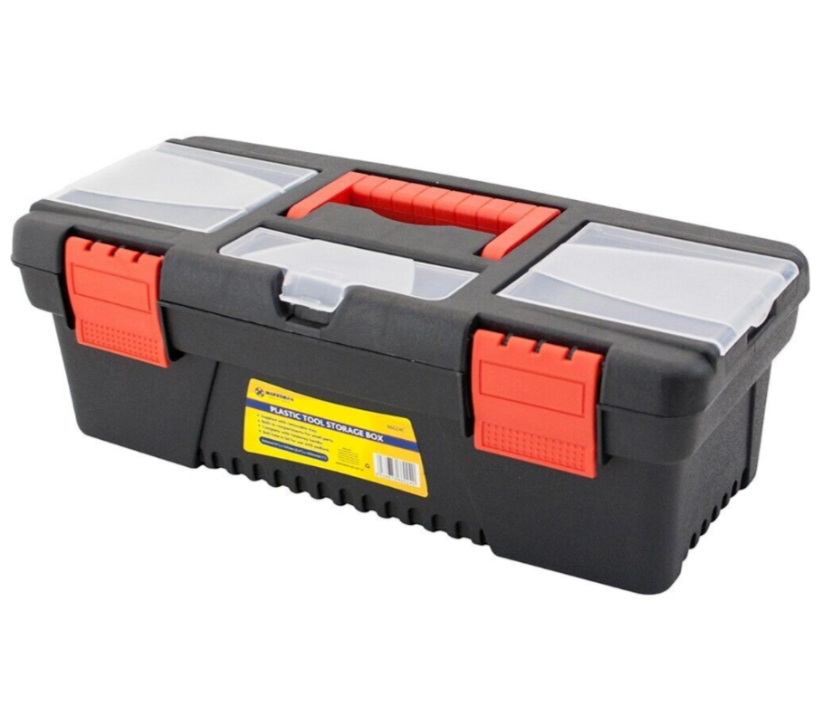 12" Small Heavy Duty Plastic Toolbox Chest Storage Tool Box Case Tray ...