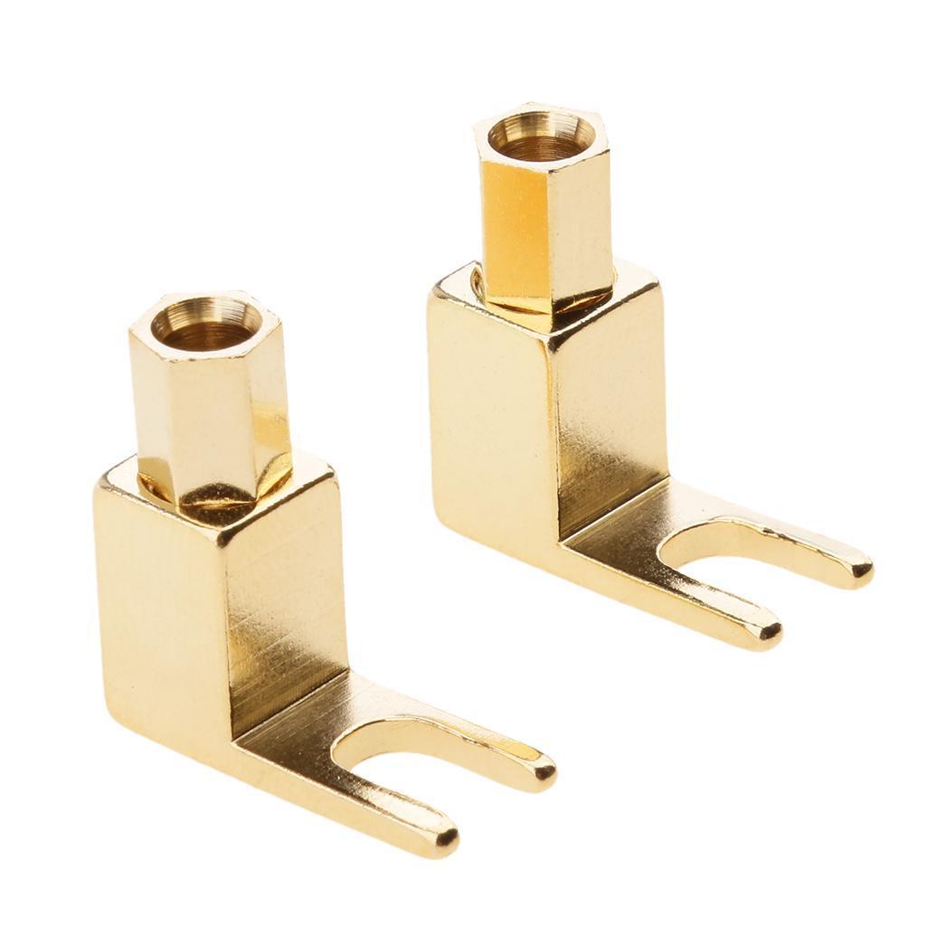 Pack Of 2 Gold Plated Banana To Spade Adapter Plug Speaker Cable ...