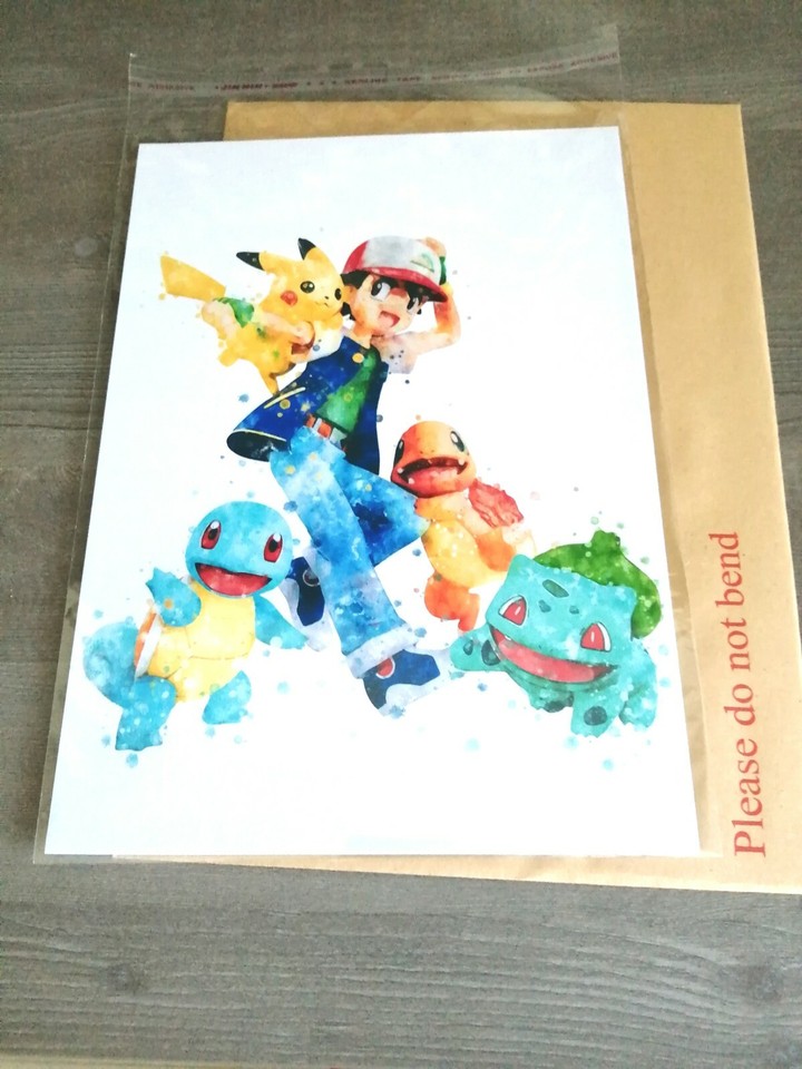 A4 Pokemon Wall Art Print Home Decor Gift Idea, Nursery Art Kids Room ...