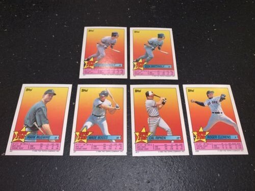 1989 Topps Super Star Sticker Cards [Lot of 6] Mattingly, Ripkin, Boggs ...