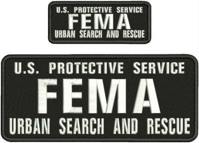 US P S FEMA U S AND R EMBROIDERY PATCH 4X10 AND 2X5 HOOK ON BACK WHITE ...