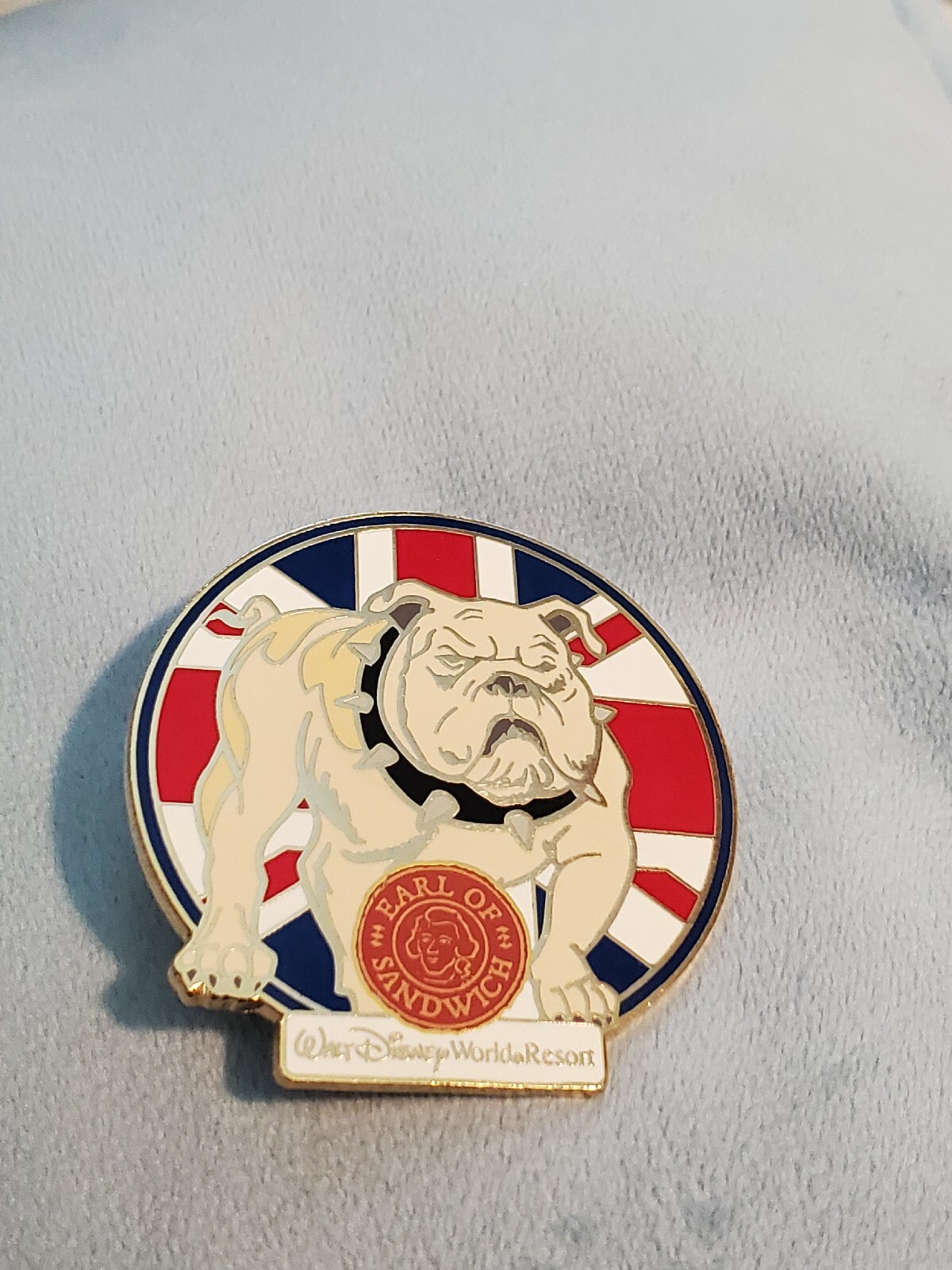 DISNEY WORLD PIN EARL OF SANDWICH ENGLISH UNION JACK FLAG BULLDOG LE ...