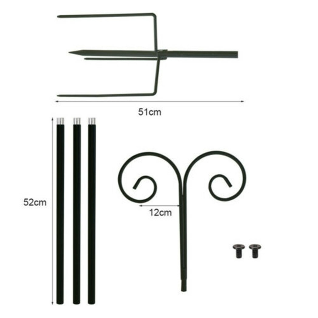 2 Metal Shepherd Crook Hook Garden Stakes Dual Hanging Hooks Xmas ...