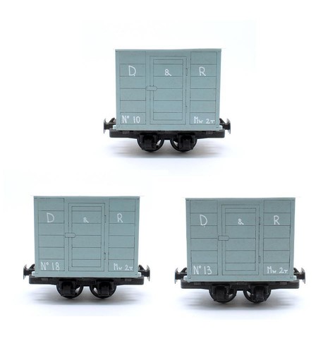 KIT BUILT '32MM' GAUGE RAKE OF 3 WOODEN LASER CUT BOX WAGONS | eBay UK