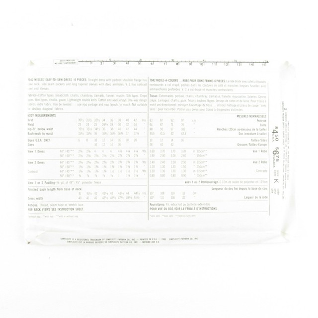 Vintage Simplicity 7042 Dress Jumper Cowl Size 16 Bust 38 Easy to Sew ...