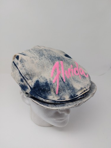 Vtg 80's Acid Wash Denim Florida Distressed Newsboy Flat Cap Hat | eBay