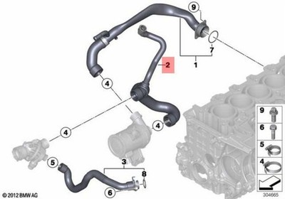 Genuine BMW F20 F20N F21 F21N F22 F23 F30 Engine Coolant Hose OEM ...