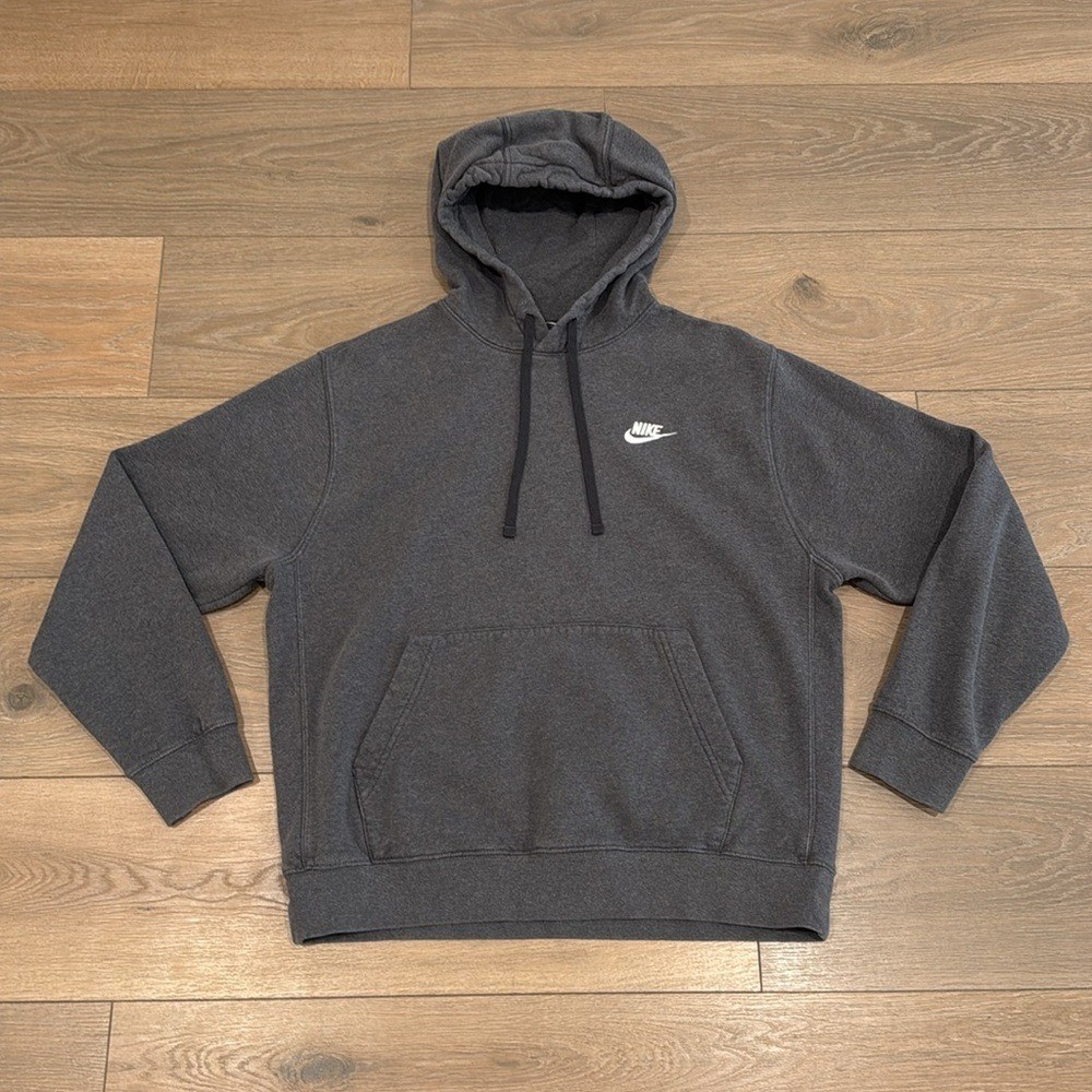 NIKE Charcoal Sportswear Club Fleece Pullover Hoodie … - Gem