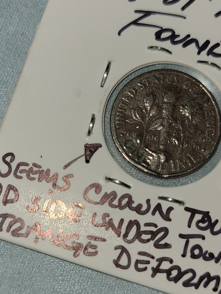 1989 P Dime Broadstrike-DDO Face-DDR X-Torch Crown-DEFORMED VERY RARE ...