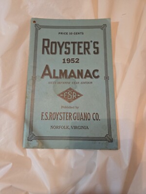 Vintage 1952 F.S.Royster Guano Farmer's Pocket Almanac Notebook | eBay