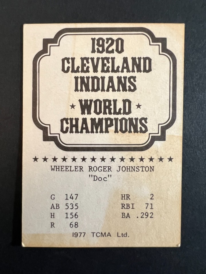 1977 TCMA 1920 Cleveland Indians Doc Johnston | eBay