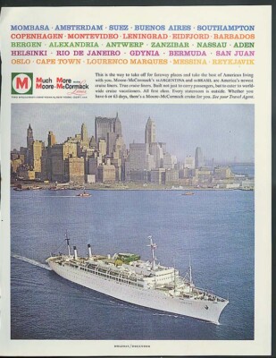 Mombasa Amsterdam Suez Bermuda Aden Moore-McCormack S S Argentina ad ...