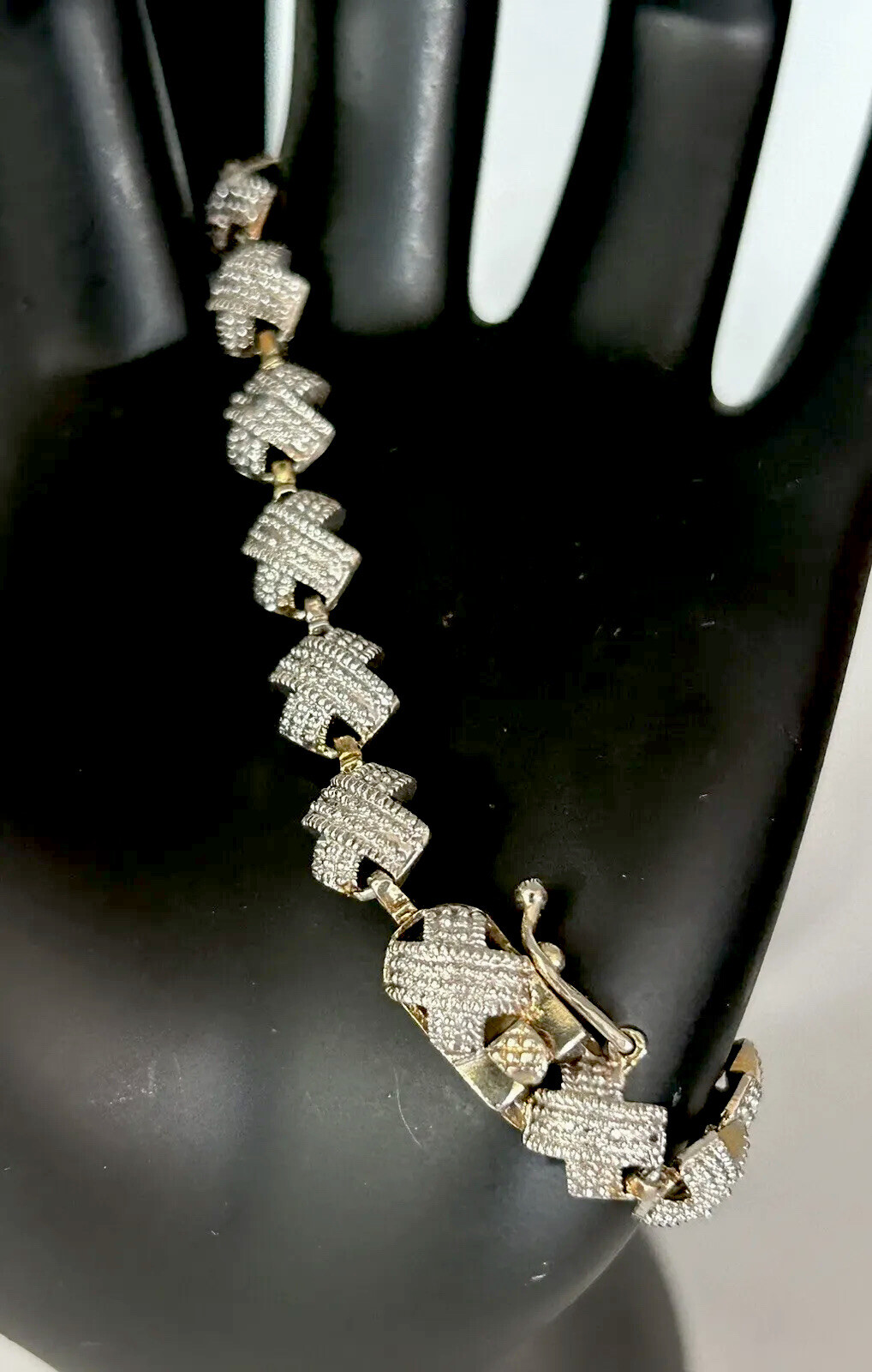925 FAS Marcasite Tennis Bracelet Sterling & Gold Vermeil 7” Vintage ...