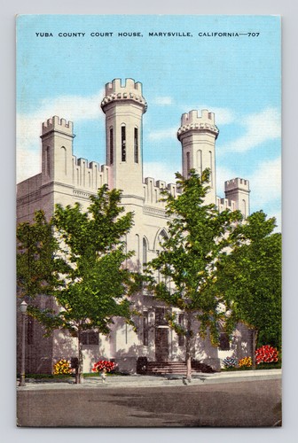 Postcard California Marysville CA Yuba County Court House 1940s ...