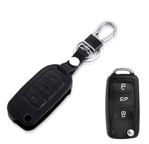 SKODA OCTAVIA KEY FABIA SUPERB ROOMSTER LEATHER COVER 3 BUTTON CASE ...