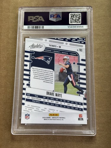 2024 Absolute Drake Maye Red And Blue SP Rookie Card 103 Graded PSA 10 ...