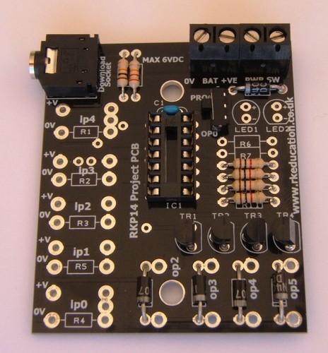 RKP14 Project PCB with 4x BC182L outputs designed for PICAXE-14M2 ...