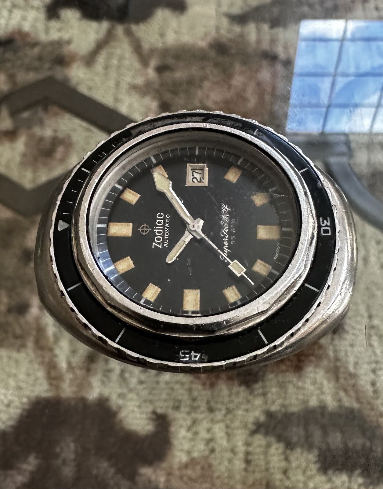 Vintage Tropical ZODIAC Super Sea Wolf 75 ATM Automatic Diver's Date ...