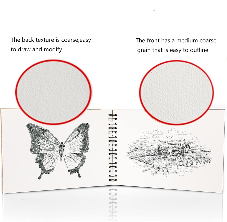 2PCS Sketch Pad A5 160GSM Spiral Bound Sketchbooks for Drawing Kraft ...